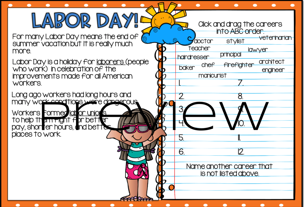 Labor Day Activities for the Primary Child
