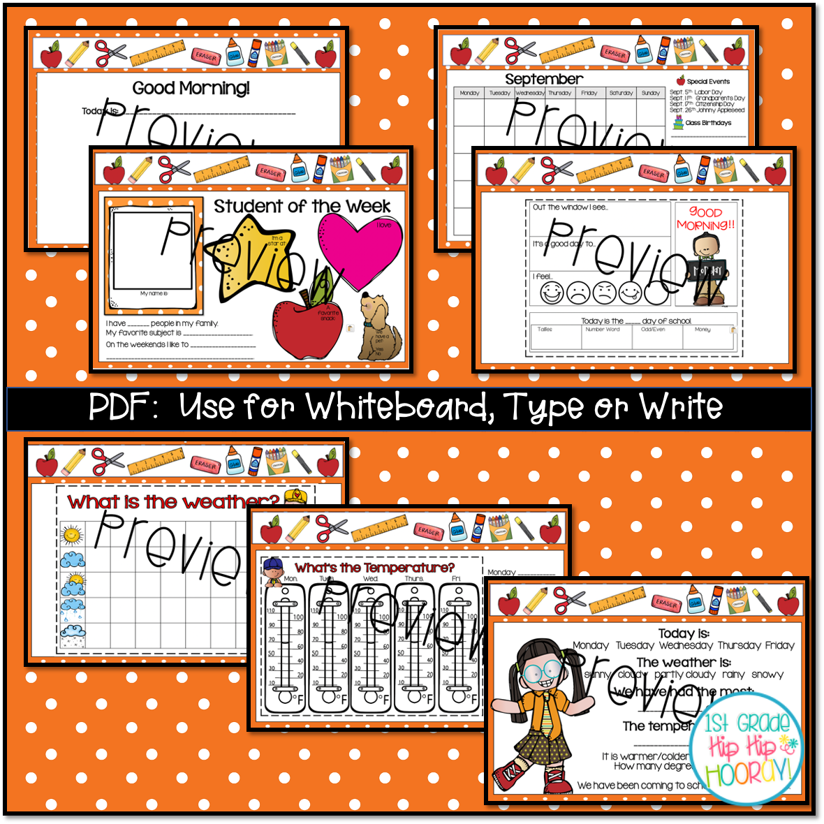 Morning Greeting for September – First Grade Hip Hip Hooray!