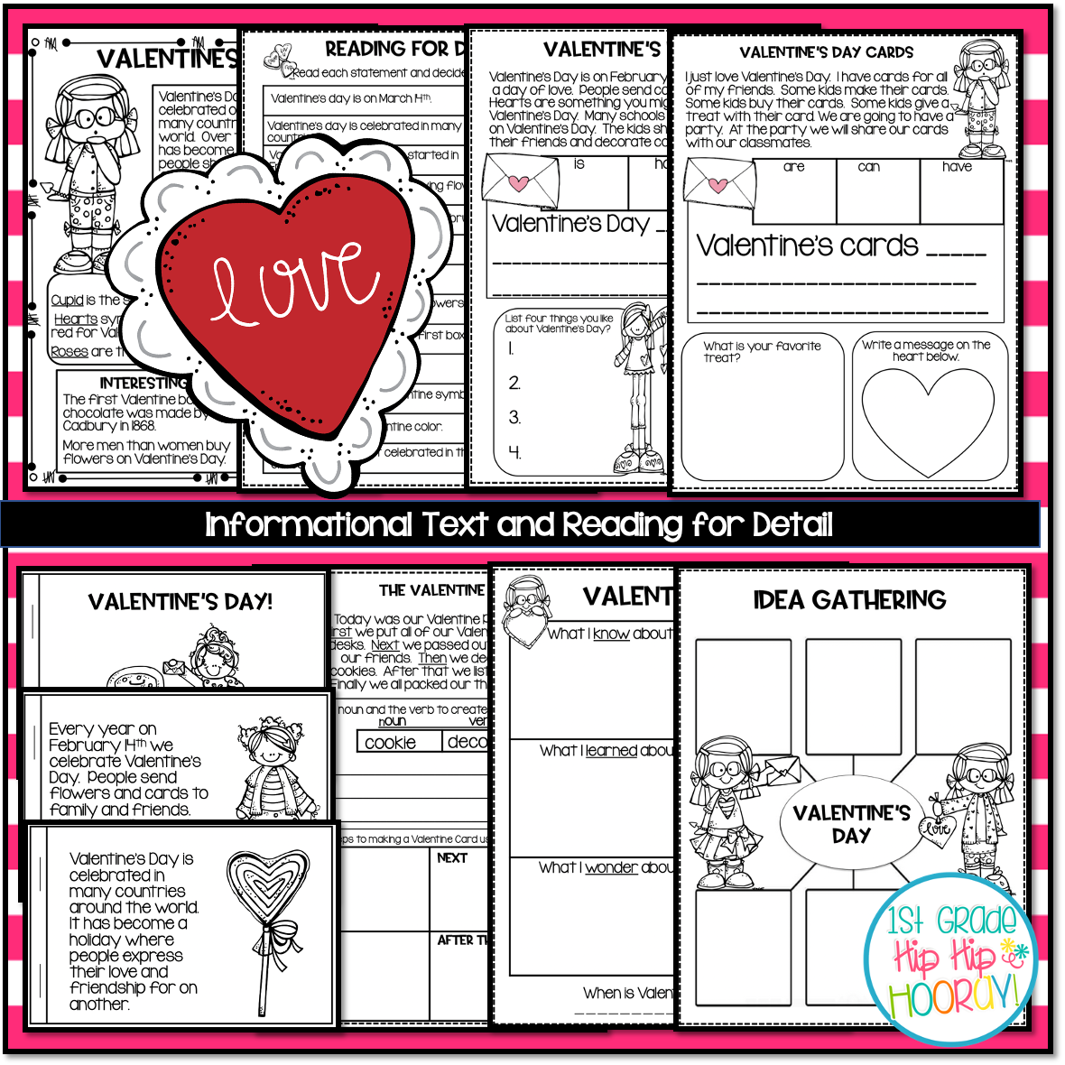 Reading, Writing, Math and Word Work with a Valentine Theme