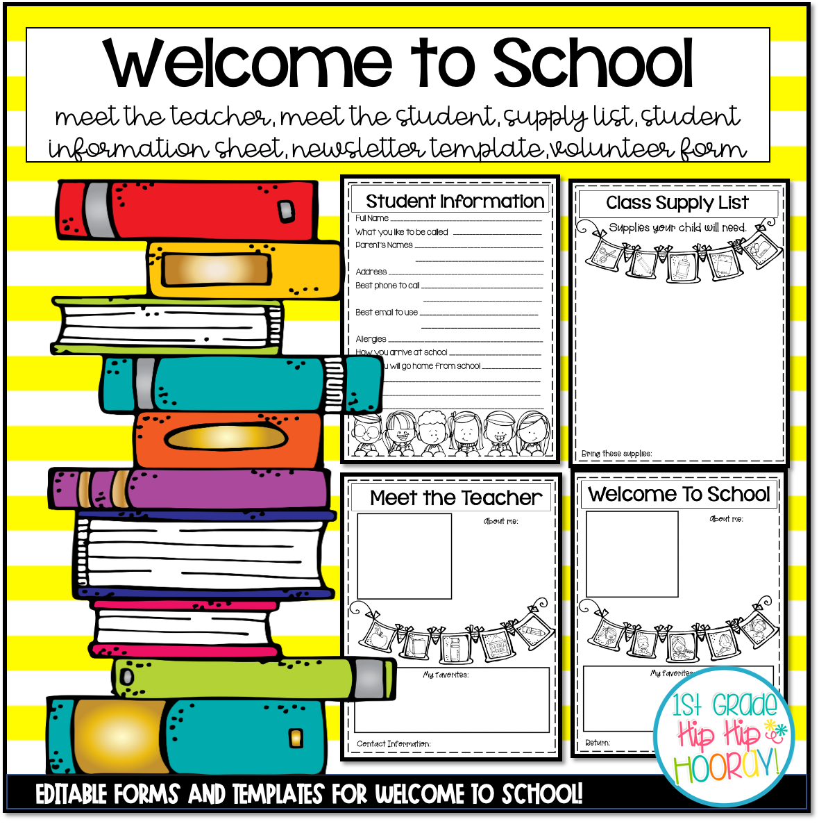 Welcome Back … Editable Meet the Teacher and Student – First Grade Hip ...