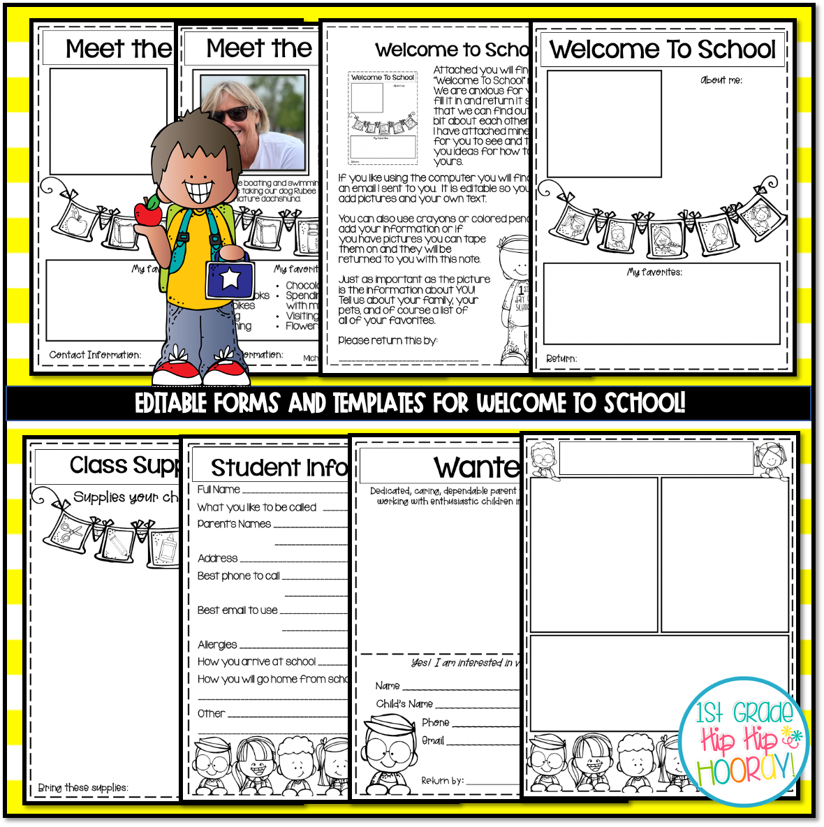 Welcome Back … Editable Meet the Teacher and Student – First Grade Hip ...