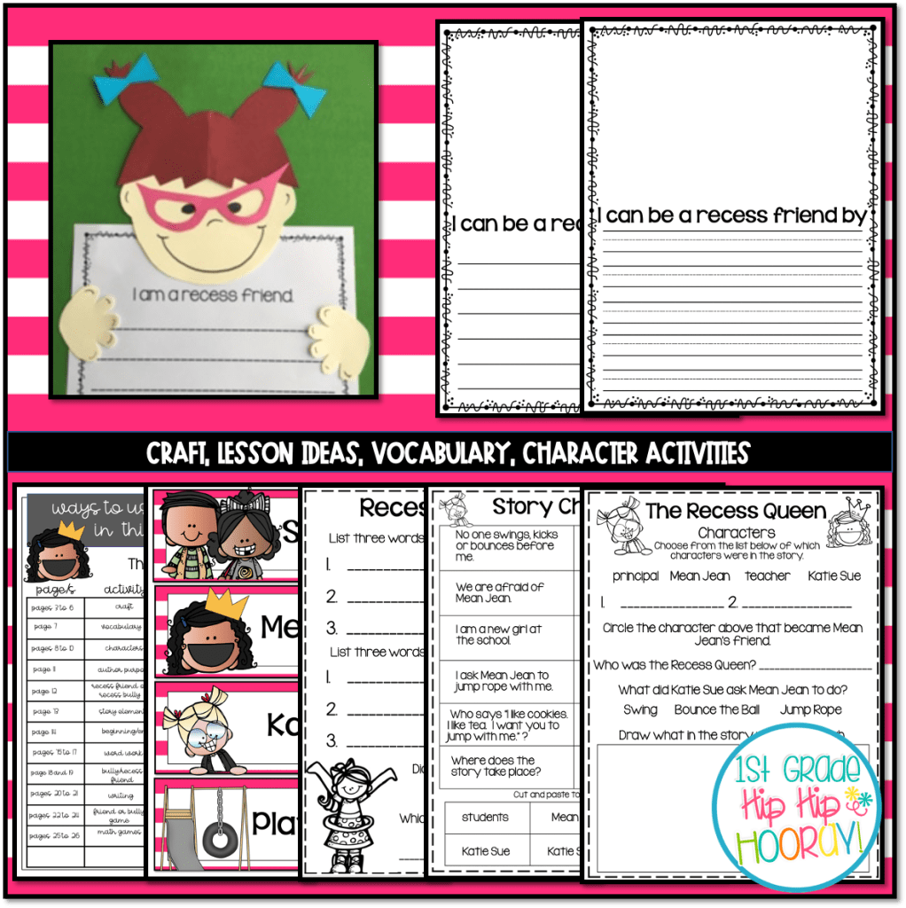 Book Companion for The Recess Queen with Safety Activities and Crafts