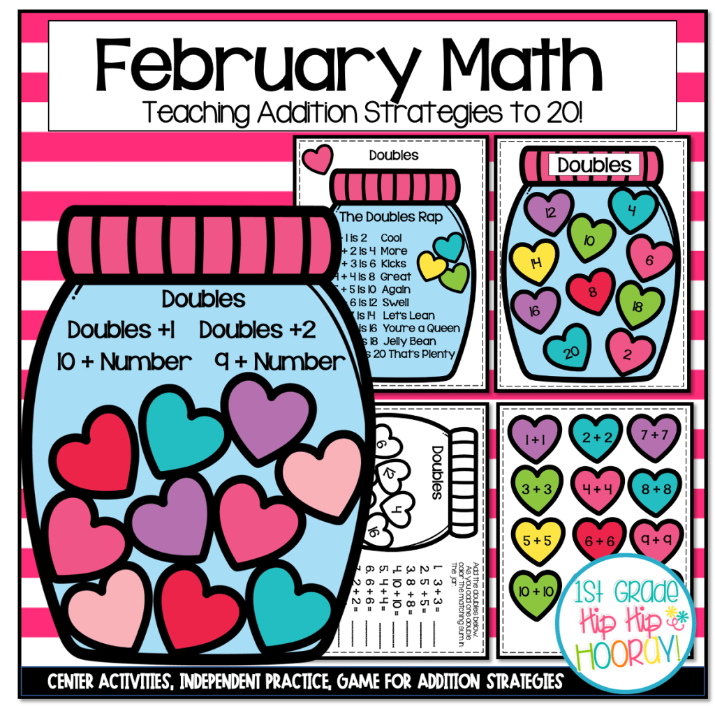 February Math Theme with Teaching Addition Strategies to 20
