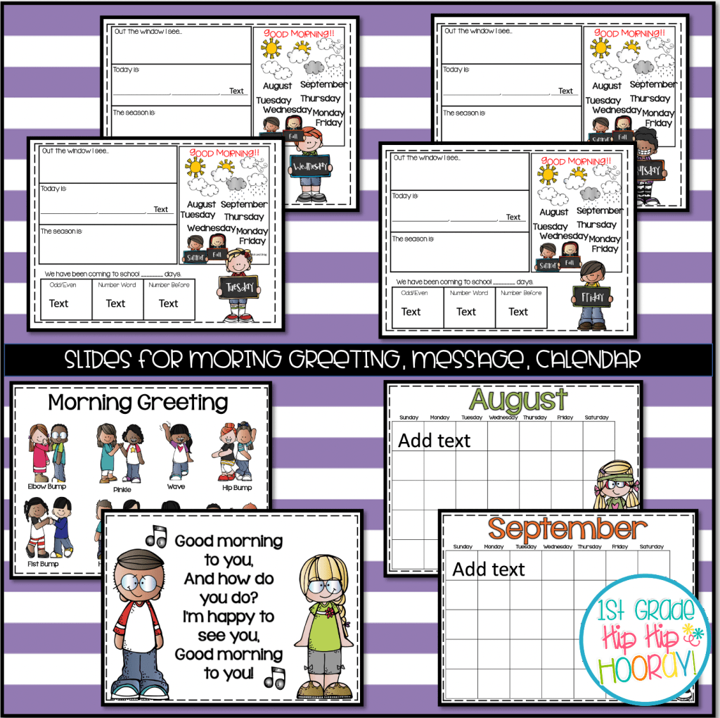 Morning message, greeting, calendar activity and more.